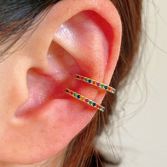 Jewelry | New Rainbow Conch Cuff Ear Cuff No Piercing Gold Ear Wrap 18k ...